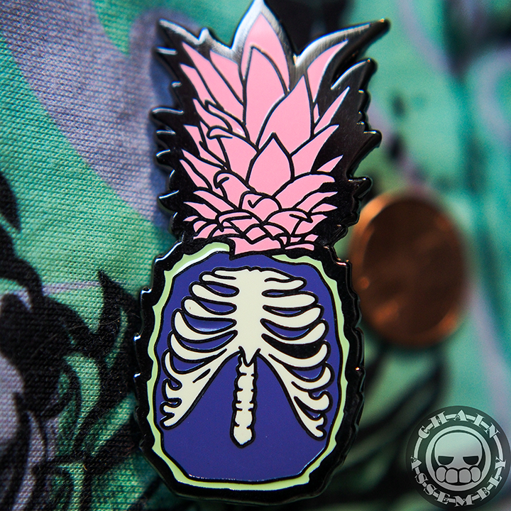 Pineapple Cage Hard Enamel Pin – Chain Assembly